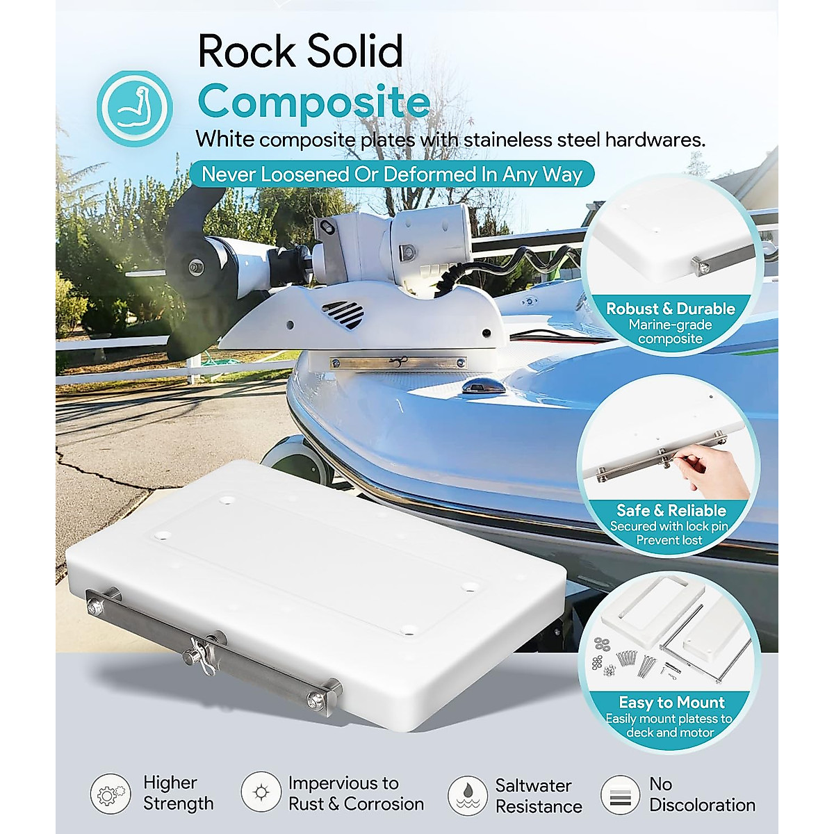 1854054 RTA-54 for Minn Kota Composite Quick Release Bracket Mounted Plate for Riptide Electric Steer Trolling Motor Terrova, Ulterra, PowerDrive V2 & Deckhand 40