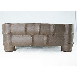 Rectangular Bamboo-Shaped Yixing Zisha Bonsai Pot 12"x 8"x 4.75"