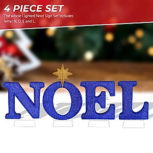 Noel Nativity Set - Outdoor Christmas Decoration for Christmas Indoor Lawn - Religious Scene Yard Sign Decor with Stakes for Home - 12.6” Tall Pre-Lit 70 Lights (Set of 4)