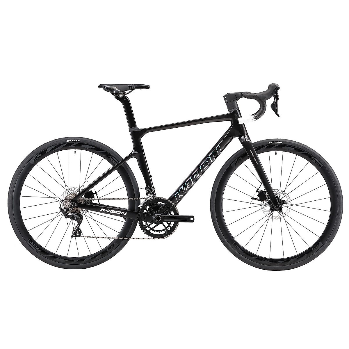 KABON Full Carbon Road Bike, 700C Carbon Fiber Frame Road Bike with Shimano 105 22 Speed Disc Brake Racing Bicycle with Carbon Wheelset (Black, 53cm)
