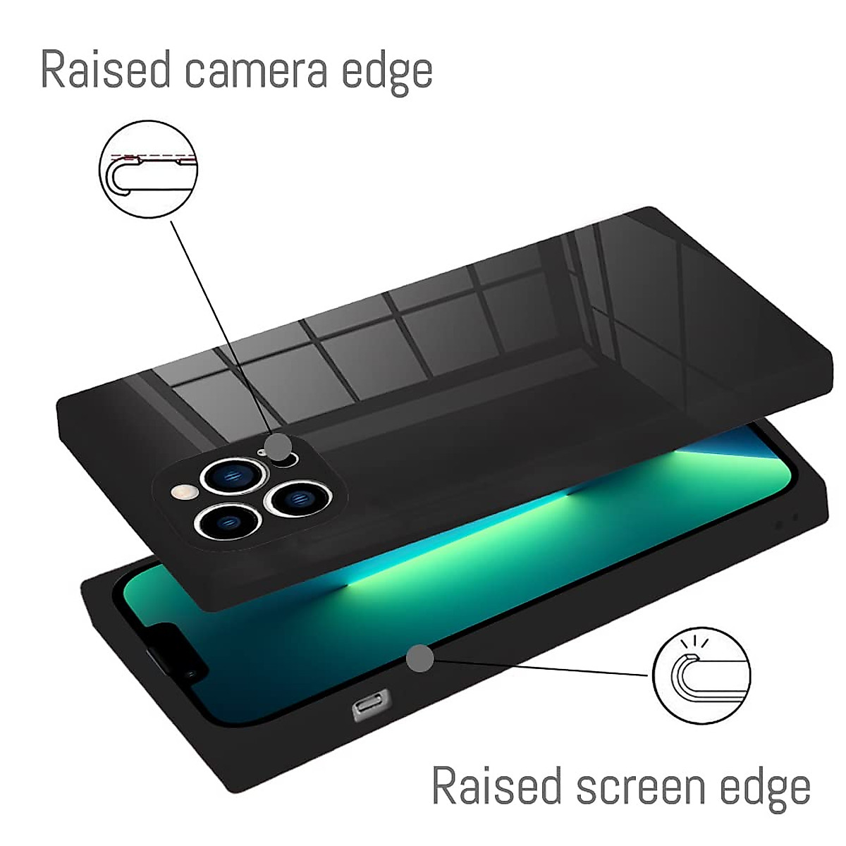 LSL Case for iPhone 14 Pro Max Black Soft TPU Bumper Anti-Drop Anti-Scratch Shock Absorption Protective Wireless Slim Cover Compatible with iPhone 14 Pro Max 6.7 Inch for Women Girls Men