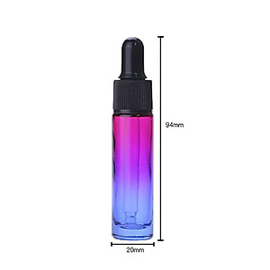 mollensiuer 8Pcs 10ml Rainbow Gradient Color Glass Dropper Bottle Vial Thick Empty Cosmetic Essential Oil Bottle Tube Sample Sub-bottles Containers with Eye Dropper, 1 Funnel+1 3ml Transfer Dropper