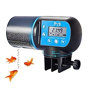 Auto Fish Feeder for Aquarium, FYD Automatic Fish Feeder Food Timer Dispenser for Small Fish Tank, Vacation, Goldfish, 4 Feeding Time/Rotation Adjustable