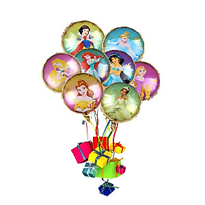 8pcs Disney Princess Balloon Bouquet, Disney Princess Party Supplies, Girls Birthday Party Decorations
