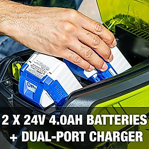 Sun Joe 24V-X2-21LM 48-Volt 21-Inch 1100-Watt Max Brushless Cordless Lawn Mower, 7-Position Mowing Height Adjustment w/Rear Collection Bag