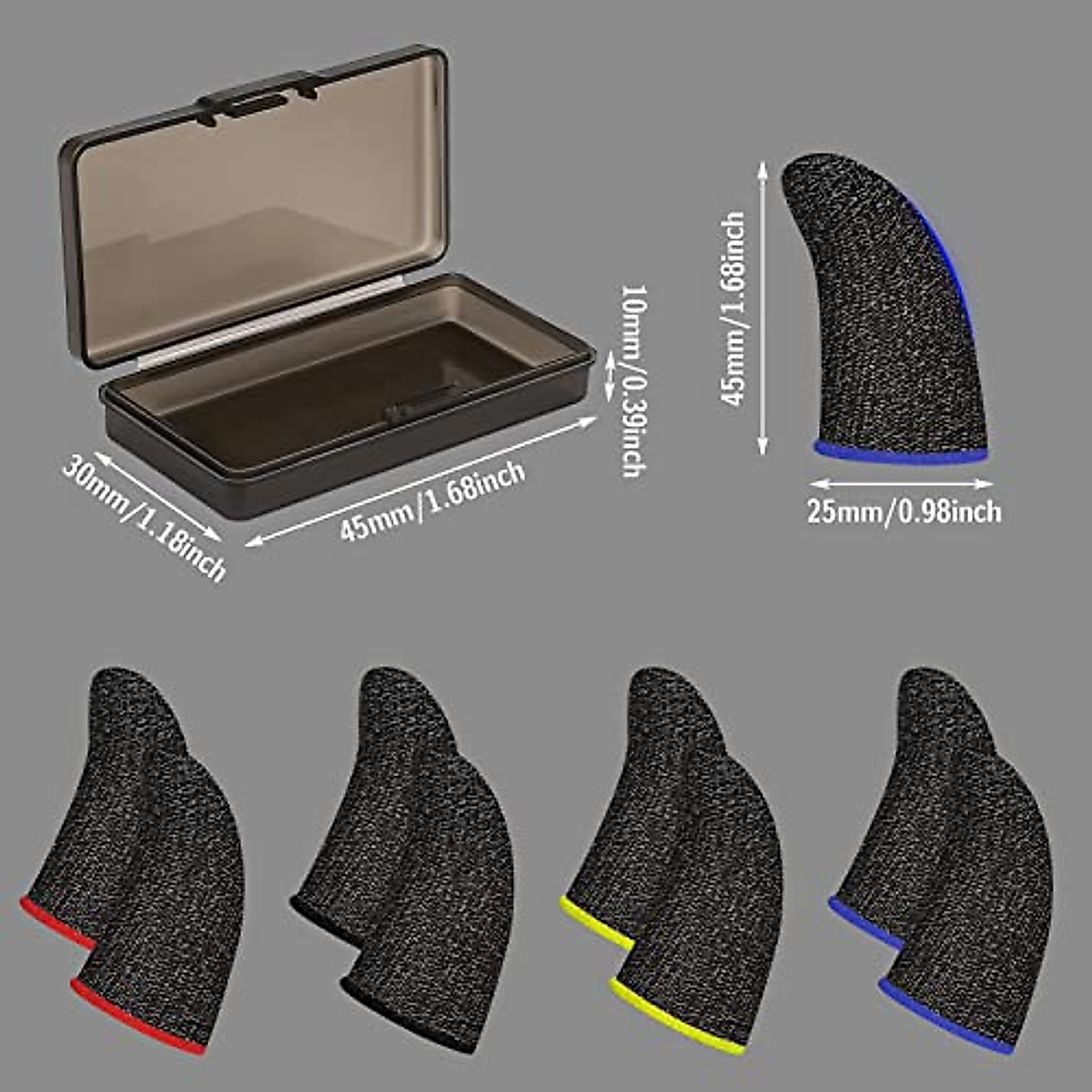 QUEEN KING 30 Pieces Gaming Finger Sleeves, 0.15mm Superconducting Nanofibers Silver Fiber Finger Sleeve, Anti-Sweat Breathable Finger Covers with a scrub box for All Touchscreen Devices