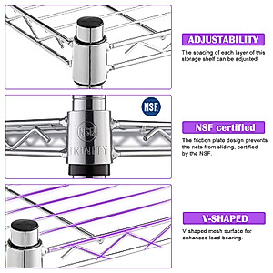 Storage Shelves 6-Tier Wire Shelving Unit Garage Shelving with Wheels 2100LBS Capacity,18" D x 48" W x 78" H Metal Shelves Storage Rack Heavy Duty Shelving for Garage Kitchen Pantry,Chrome