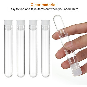 DIRBUY 250Pcs Test Tubes with Caps, 16x100mm Plastic Test Tubes with Caps for Scientific Experiments, Bath Salts, Candy Storage, Party Favors, Halloween