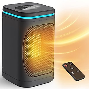 Portable Electric Space Heater, YiHee Heaters for Indoor Use with Remote, Night Light, Fan Mode, 2-6H Timer, 1000W PTC Fast Safety Heat for Office Room Bedroom