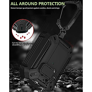 OTOPO Compatible with Airpods Pro 2/1 Case Cover Lock with Ear Tips Cleaning Kit, iPods Pro 2 Rugged Protective Airpod Pro Case for Apple Airpod Pro 2nd Generation Earbuds Case Men Women Black