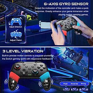 NinjaPlusOX Switch Controller, Wireless Switch Pro Controller for Nintendo Switch Controller/Lite/OLED, Back Buttons for Extra Switch Remote with Programmable,Wakeup, Turbo, Vibration