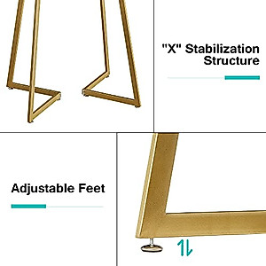 VECELO Small Round Dining Table Set for 2, Wood Marbled Tabletop with Steel Frame, Modern Dinette with Chairs for Kitchen Breakfast Nook Living Room, White and Gold