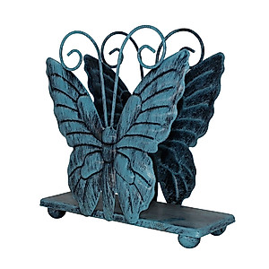 Owlgift Metal Butterfly Shaped Napkin Holder, Tabletop Paper Towel Dispenser, w/Freestanding Tissue Stand, Storage (Turquoise)