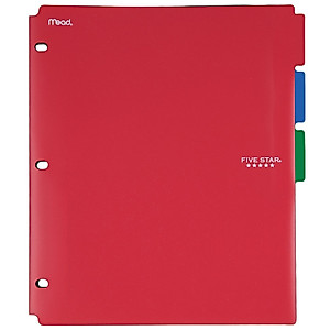 Five Star Binder Dividers, 2 Pocket, 3 Tabs, Color Selected For You, 3 Pack (20042)