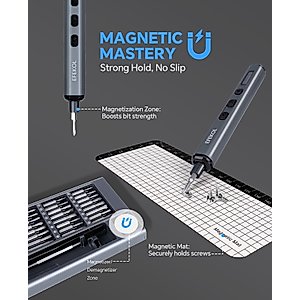 Mini Electric Screwdriver, 70 in 1 Precision Screwdriver Kit with 64 S2 Magnetic Bits, 5 Torque Levels, LED Screen Display, Rechargeable Power Screwdriver, Precision Work Set for Laptop Phone Watch