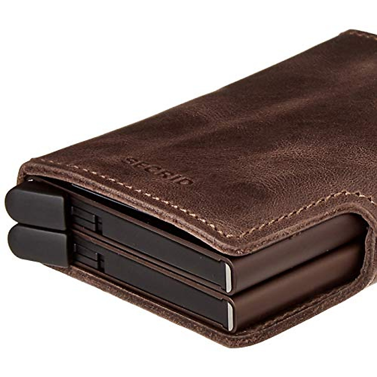 Secrid Twin Wallet, Vintage Chocolate, Genuine Leather with RFID Protecton, Holds up to 16 Cards