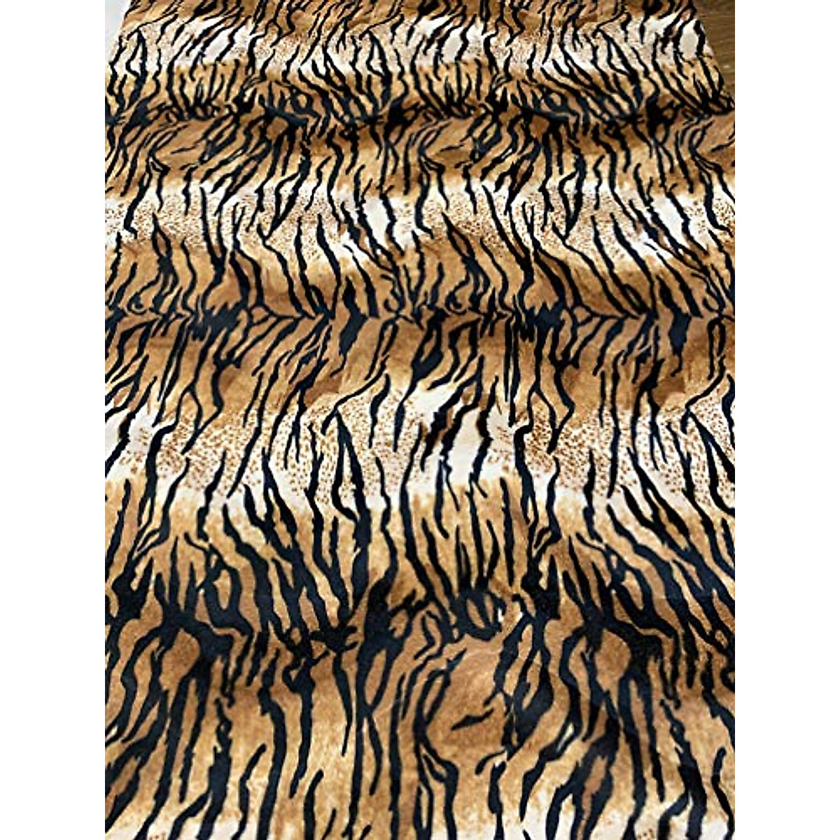 Velboa Wave Print Tiger Fabric, 60 Inch, by The Yard (Gold)