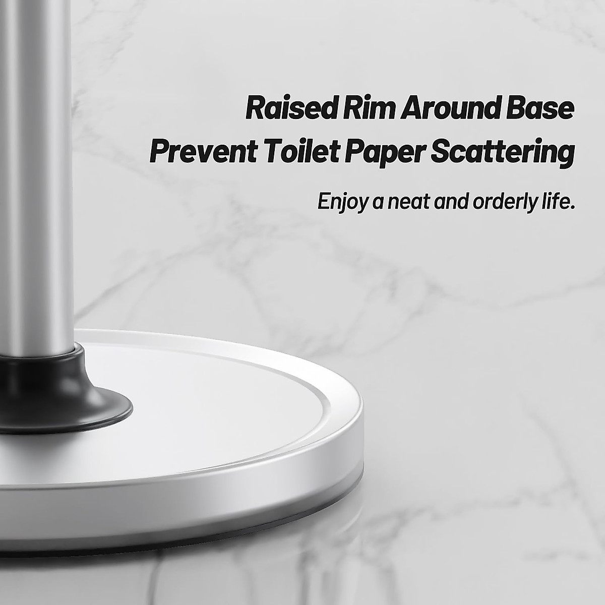 VEHHE Paper Towel Holder Countertop, Silver Paper Towel Holder Stand with Spring Damping for Kitchen Bathroom, One Hand Tear Paper Stainless Steel Paper Towel Holder with Weighted Base and Suction Cup