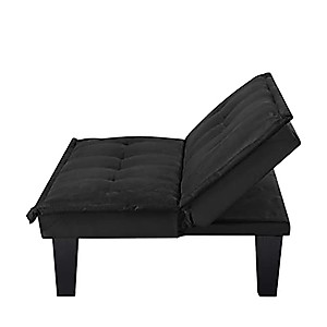 YUNLife&Home Loveseat Sofa,Modern Decor Accent Futon Love Seat Bed for Living Room Bedroom Napping,Tufted Upholstered Small Recliner Couch Furniture,Solid and Easy to Install, Fabric Black 63.8" w