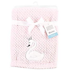 Hudson Baby Unisex Baby Plush Waffle Blanket, Swan, One Size