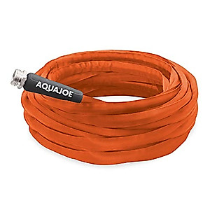 Aqua Joe AJFJH75-34-CTR Kink-Free Contractor Grade FiberJacket Garden Hose, 3/4-in Max. Water Flow, 650-PSI Burst Rating, BPA/Phthalate, Drinking Safe, For Garden, Auto Care, 75Ft, Orange