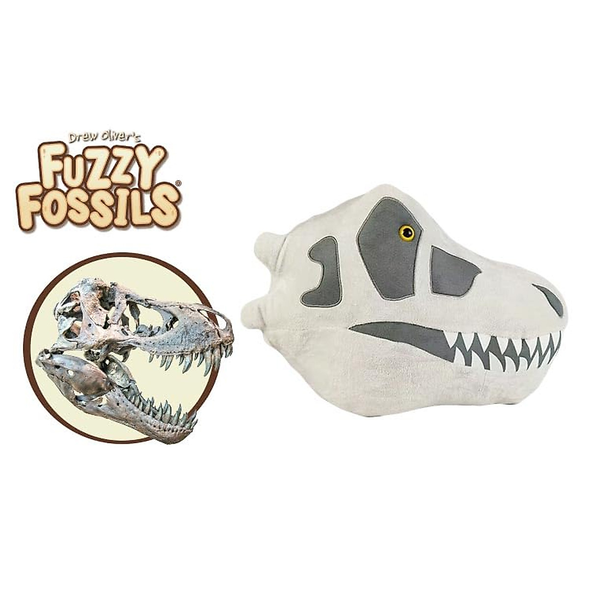 GIANT MICROBES Fuzzy Fossils Gigantic 15" T rex Stuffed Animal, T rex Plush, Dinosaur Stuffed Animal, Tyrannosaurus Rex Toy, Dinosaur Skull Decor, Dinosaur Pillow, Paleontologist Gifts