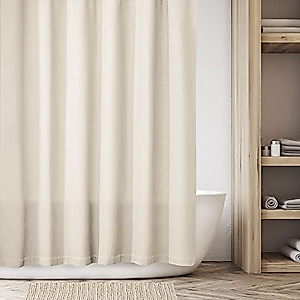 mDesign Cotton Waffle Knit Shower Curtain - Hotel Style Shower Curtain - Luxury, Spa Quality Waffle Weave Fabric Cotton Shower Curtains for Bathroom - Bath and Shower Curtains - 72" x 72", Cream/Beige