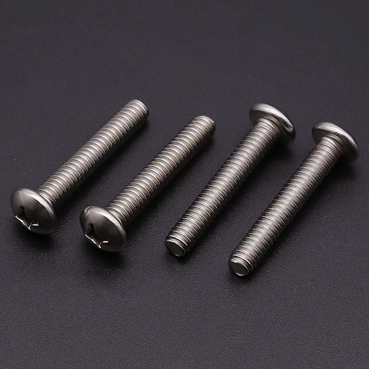 1/4-20 x 2-1/2" inch (25 pcs) Phillips Pan Head Machine Screw Bolt, 304 Stainless Steel 18-8 Rounded Head Screws, UNC Full Thread, Bright Finish