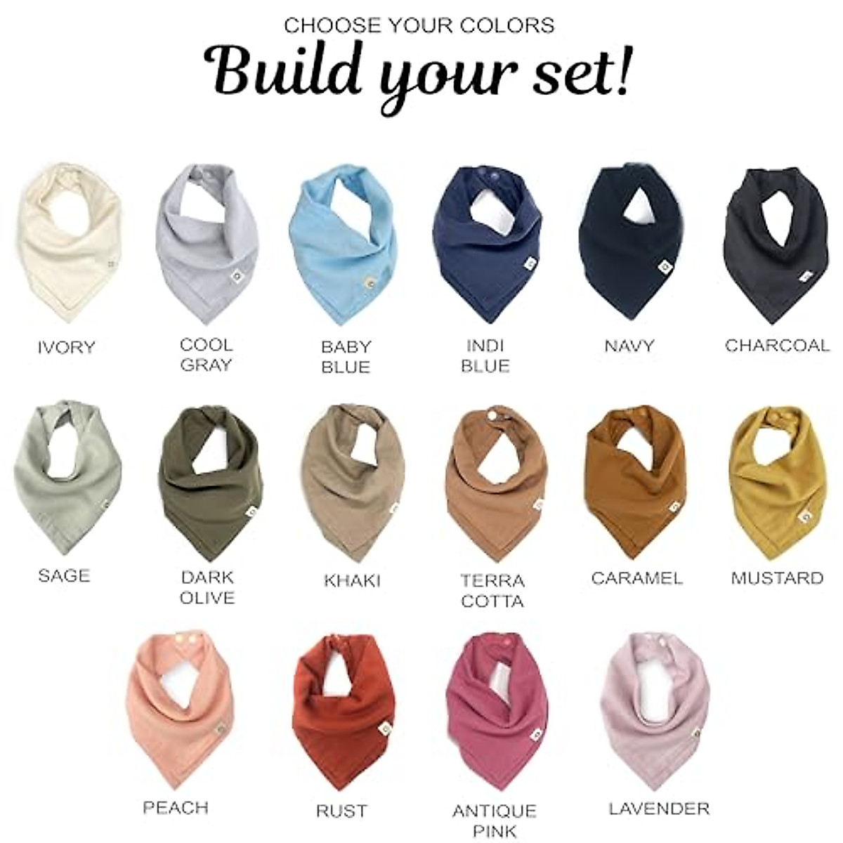 Kishu Baby Indi - Premium GOTS Certified Organic Bandana Scarf Bib, Dual Layer, 4-Way Reversible Muslin Baby Bandana Bibs for Boys or Girls