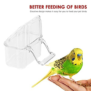 TEHAUX Parrot Automatic Feeder, 3pcs Acrylic Bird Food Bowl Anti-Splashing Bird Cage Feeder Hanging Clear No Messes Bird Feeder for Cage