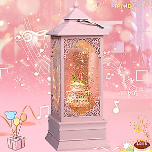 VITAKEO-[360° Rotation Birthday Cake Rotation Music Lamp Present LED Lights (11.4" x 4.13") for Women Present Mom Daughter Daughter Granddaughter Christmas Decoration Birthday Present-Pink