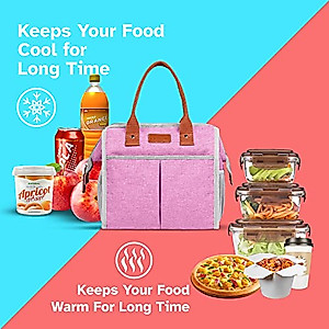 EASYFUN Lunch Bag for Women & Men, Large Insulated Lunch Box Cooler Tote Bags, Adult Reusable Lunch Boxes with Water Resistant for Work, Travel and Picnic (Rose Pink)