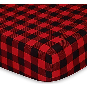 The Peanutshell Crib Sheet Set for Baby Boys or Girls - Red, Black & Grey Buffalo Plaid - 2 Pack Set