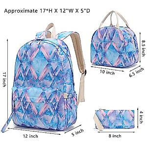 EZYCOK Teen Girls School Backpack Kids Bookbag Set with Lunch Bag Pencil Case Travel Laptop Backpack Casual Daypack
