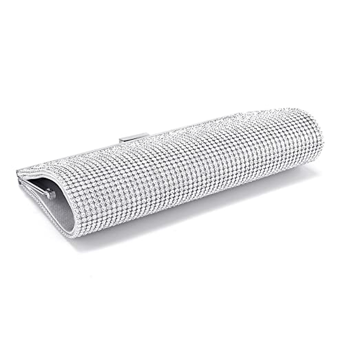 Ayliss Women Evening Clutch Purse Bag Rhinestone Giltter Wedding Party Crossbody Shoulder Wallet Bag Bridal Cocktail Prom (Mini, Silver)