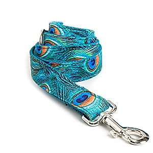 CXDTBH Pet Dog Collar and Leash Set Personalized Dog Collar with Bow Peacock Pattern Designer Collar for Dog Metal Buckle ( Color : D , Size : Small )