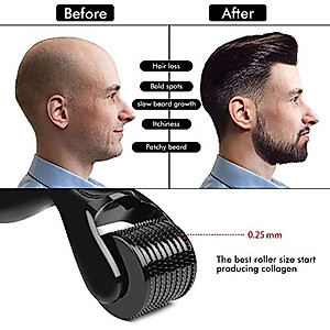 Beard Growth Kit - Derma Roller for Beard Growth, Beard Growth Serum Oil (2oz), Beard Balm and Comb, Stimulate Beard and Hair Growth - Gifts for Men Dad Him Boyfriend Husband Brother