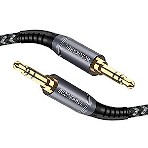 3.5mm Audio Cable, Audio Cable Male to Male 4ft, BEZOKABLE Nylon Braided Aux Cable Auxiliary Cable Hi-fi Sound for Car, Headphones, Home Stereos, Speakers, Tablets, iPhone iPad
