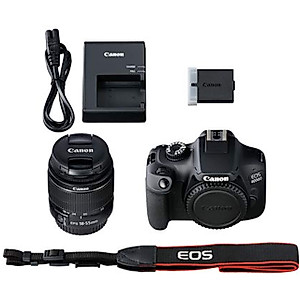 Canon EOS 4000D (Rebel T100) DSLR Camera w/EF-S 18-55mm F/3.5-5.6 Zoom Lens + 75-300mm F/4-5.6 III Lens + 64GB Memory + Case+ Steady Grip Pod + Filters + 2X Batteries + More (28pc Bundle)