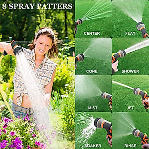 Garden Hose Sprayer Nozzle for Watering Plant Cleaning Cars Showering Pets with 8 Adjustable Pattern High Pressure Heavy Duty