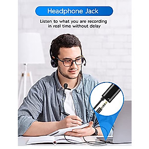 USB Lavalier Microphone, 6.6FT Onidirectional Condenser Lapel Mic with Headphones Jack for Audio Video Recording, YouTube, Interview, Tiktok, PC, Computer, Mac, Gaming, Podcasting, Live Streaming