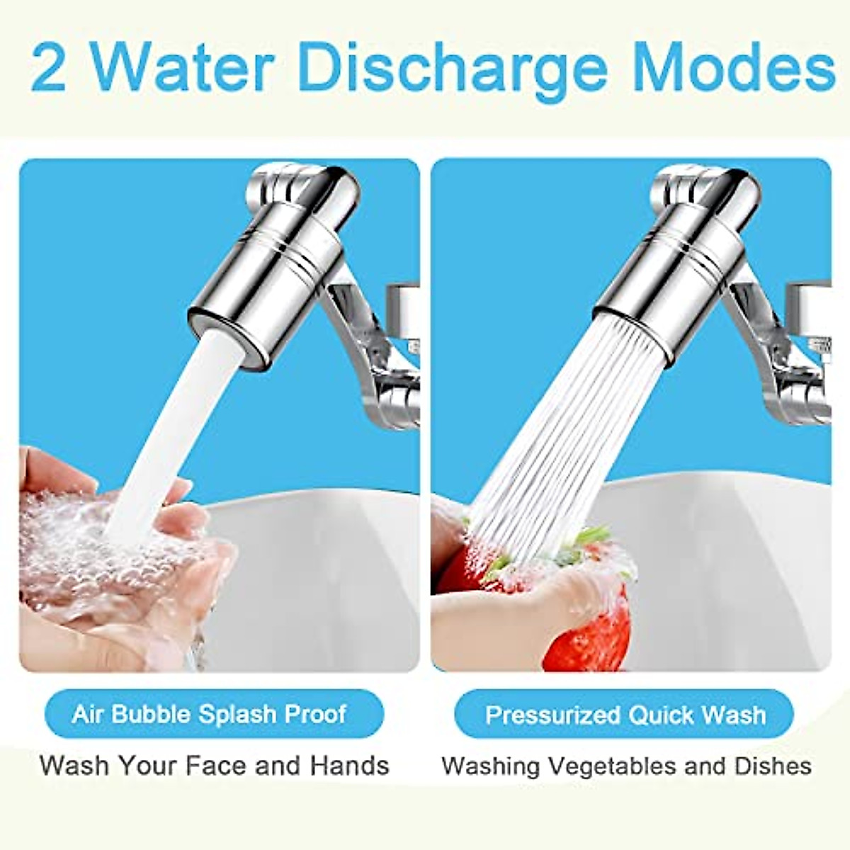 1080° Rotating Faucet Aerator Extender, Upgrade 2 Kinds of Water Outlet Modes Swivel Faucet Attachment and the Whole Is Made of Fine Copper, Suitable for Kitchens and Faucet Extender for Bathroom Sink