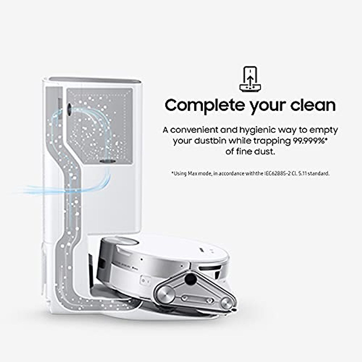 SAMSUNG Jet Bot AI+ Robot Vacuum Cleaner w/Object Recognition, Intelligent Cleaning, Clean Station, 5-Layer Filter, Touchless Dust Removal for Hardwood Floors, Carpets, VR50T95735W, White