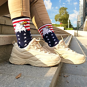 BUENWAZ American Flag Eagle Socks Medium Size for Men, Stars Stripes Patriotic Socks for Fourth of July Independence Day