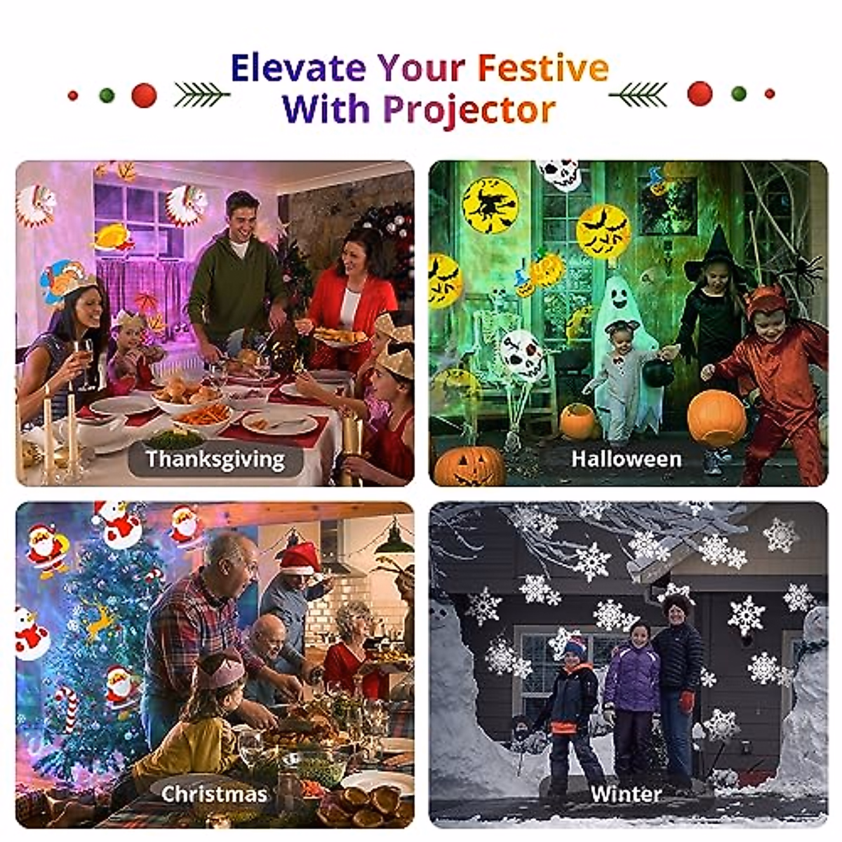 Temgin Christmas Projector Lights Outdoor, 2-in-1 48 HD Effects Patterns & 10 Ocean Wave Snowflake Projectors with Remote Control Timer, IP65 Holiday Light Projector for Xmas Halloween Home Party