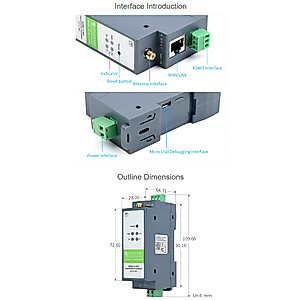 RS485 to WiFi/Ethernet Module, Rail-Mount Serial Server, Modbus MQTT Gateway, Support 802.11b/g/n Wireless Standards, Support RS485 to WiFi, RS485 to Ethernet, Ethernet to WiFi, etc.