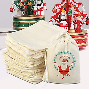 Tayfremn 200Pcs Cotton Drawstring Bags, Reusable Muslin Bag Natural Cotton Bags with Drawstring Produce Bags Bulk Gift Bag Jewelry Pouch for Party Wedding Home Storage, Natural Color (4 x 3 Inches)