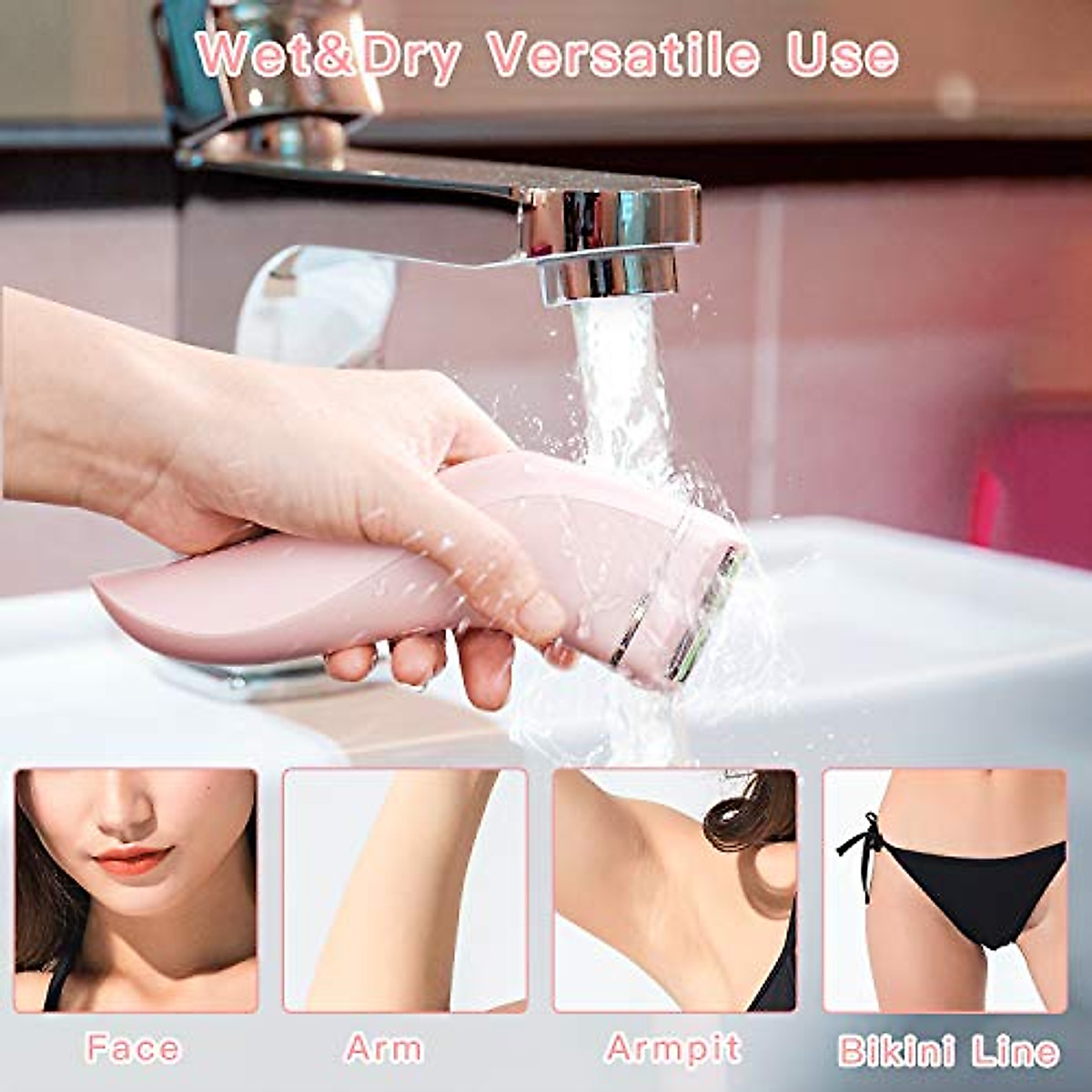 Electric Razor for Women brori Shavers Bikini Trimmer Body Hair Removal 3 in 1 Rechargeable Wet & Dry Painless Cordless for Legs and Underarms, with 2 Speed Childproof Lock