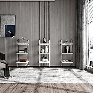 FUSUNBAO Wall Mounted Shelf Organizer Floating Shelves 3 Tiers Bookshlef Wall Hanging Wall Shoe Rack Shelf for Hallway,Living Room,Bedroom,Study Room,Office Room,Bath Room (Pure White-Washed)