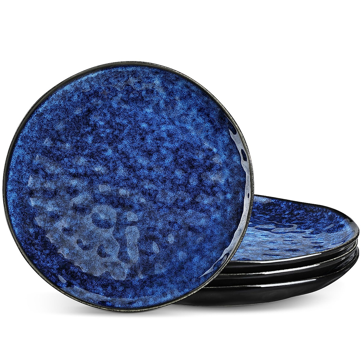 vancasso Starry Dinner Plates, 10.5 Inch Ceramic Plates, Microwave, Oven and Dishwasher Safe Plates Set of 4, Modern Dinnerware Dishes Set&Scratch Resistant-Blue